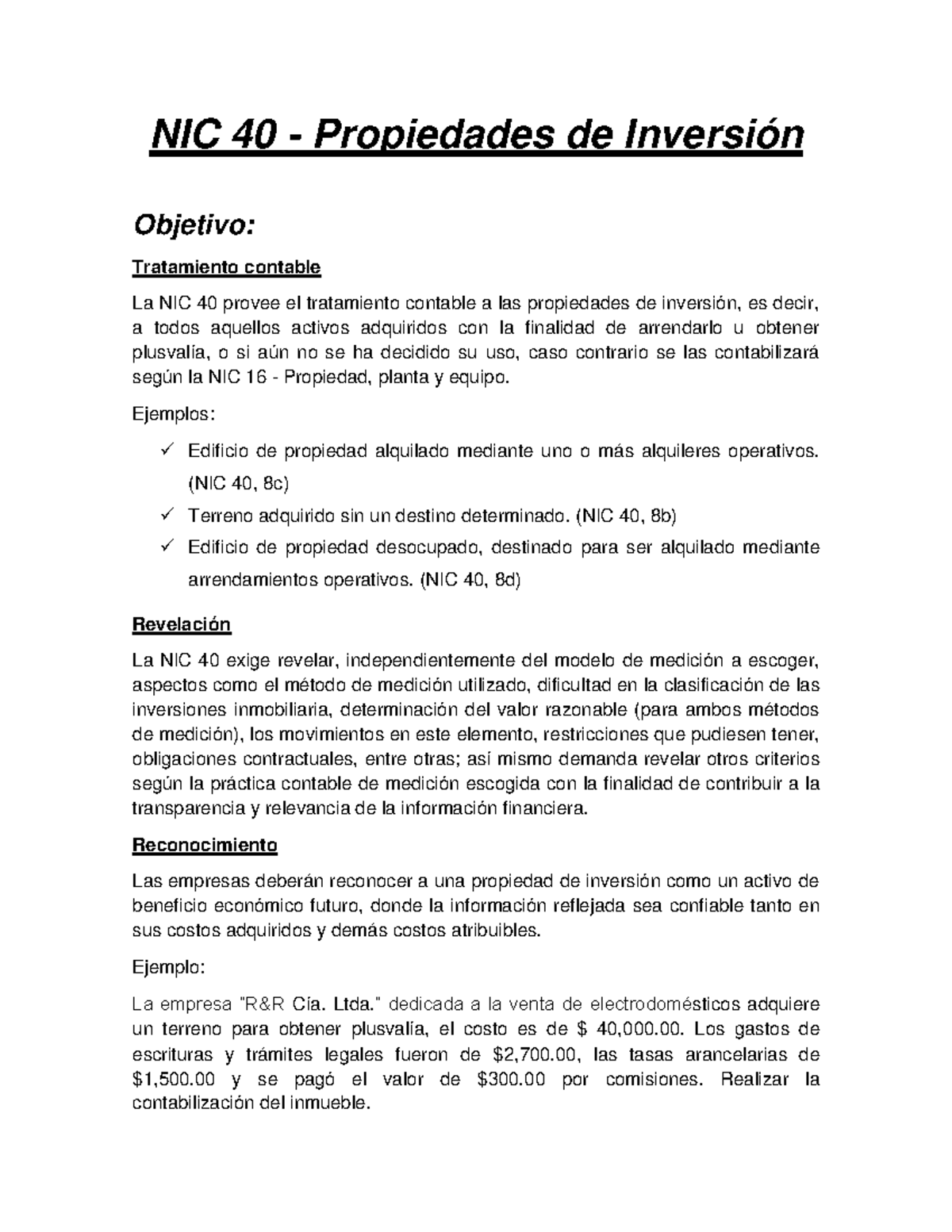 NIC 40 - Renzo Perla - NIC 40 - Propiedades de Inversión Objetivo ...