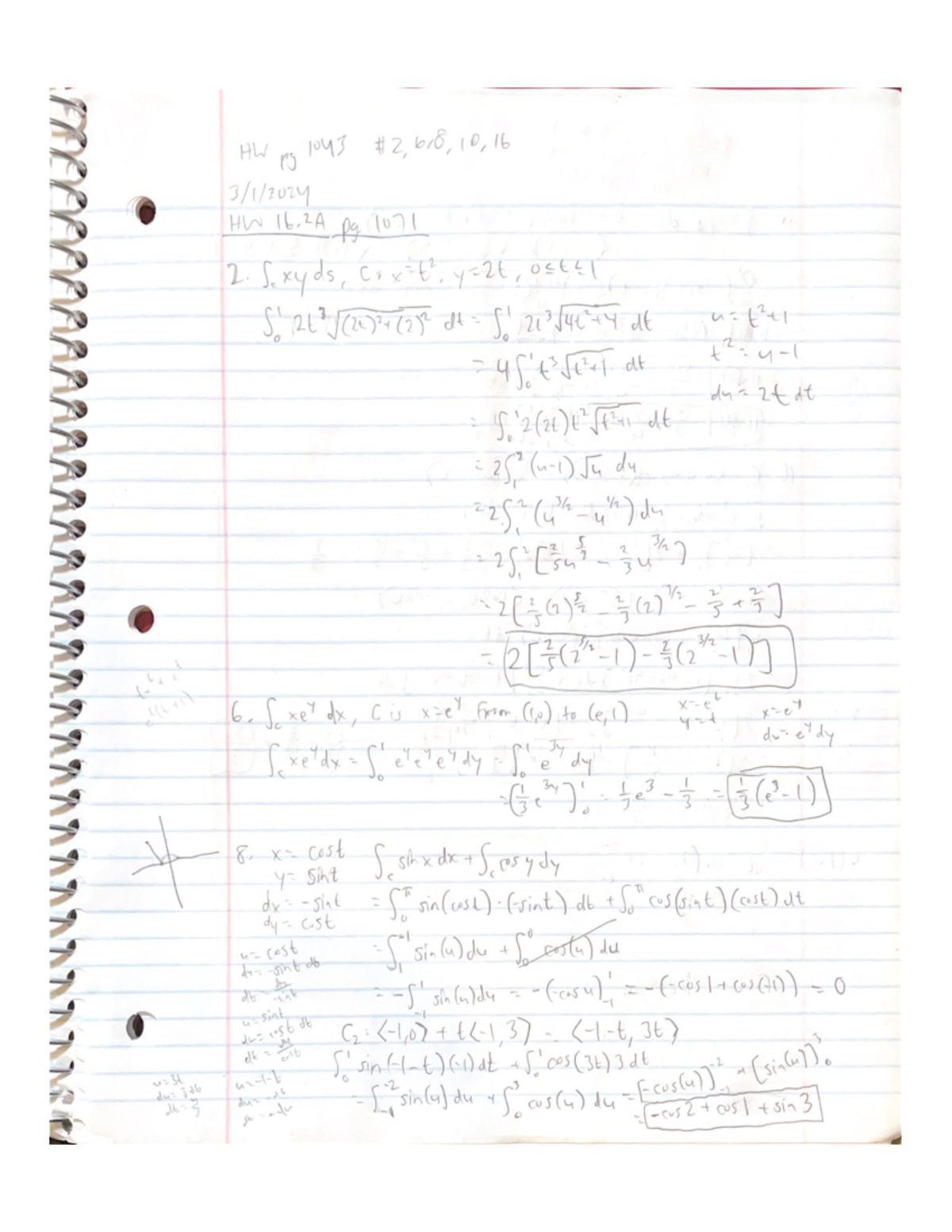 Calc HW 3-2-24 - Calc notes on line integrals - MATH 120 - Studocu