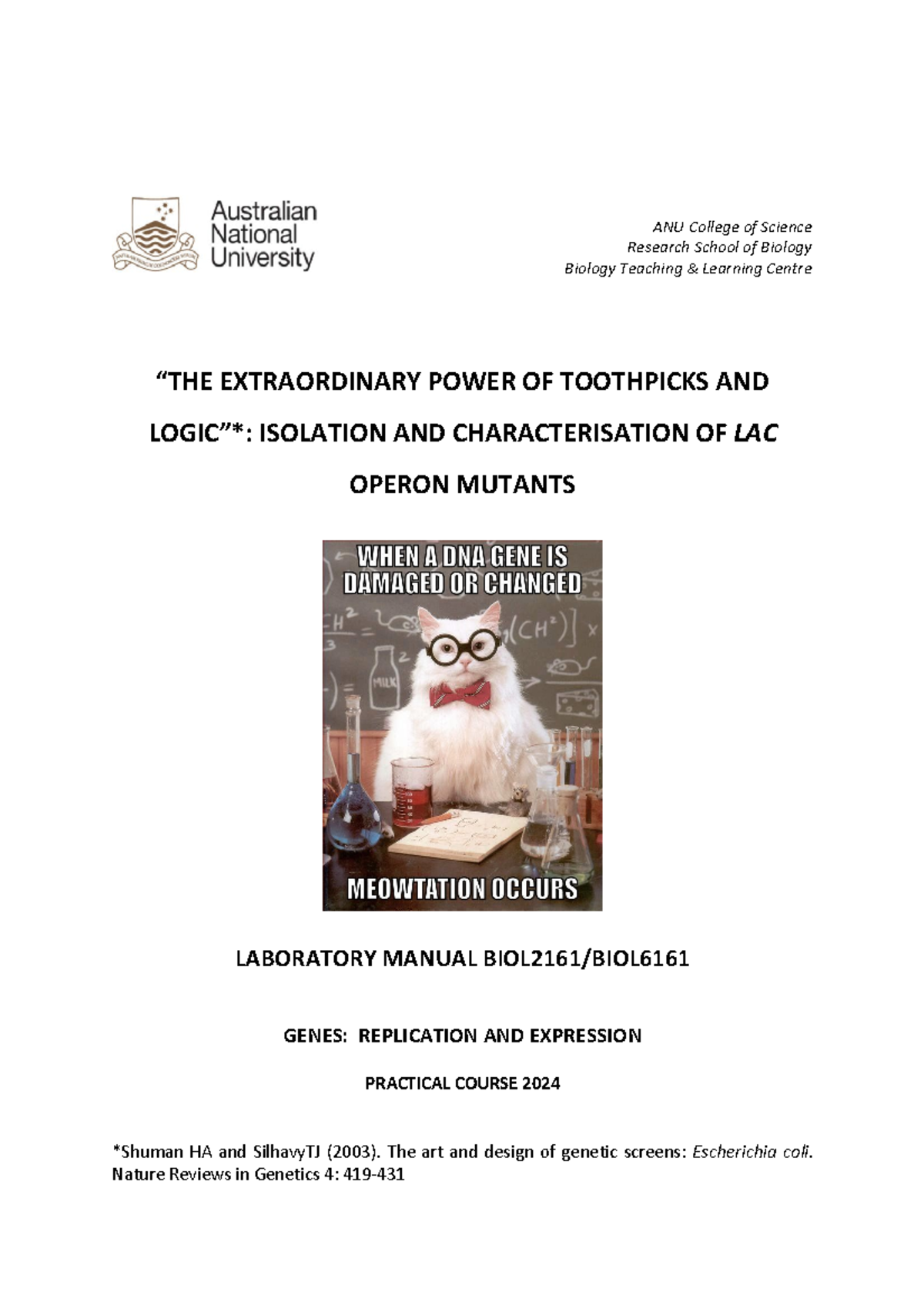 lab manual (all labs) - ANU College of Science Research School of ...