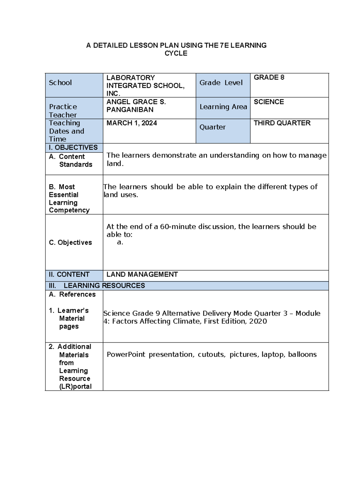 DAZA FS Demo Factors Affecting Climate Change - A DETAILED LESSON PLAN ...