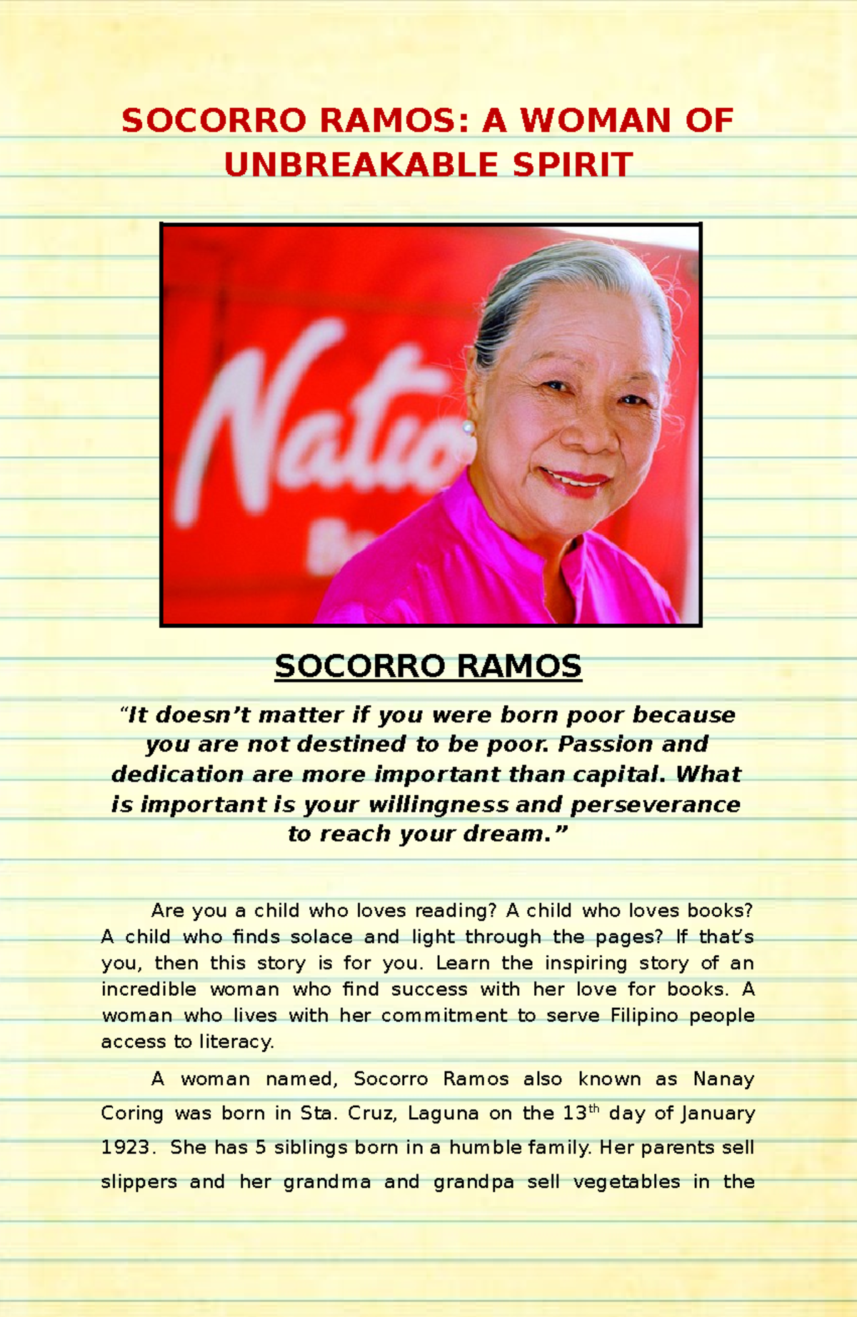 Socorro- Ramos Biography - SOCORRO RAMOS: A WOMAN OF UNBREAKABLE SPIRIT ...