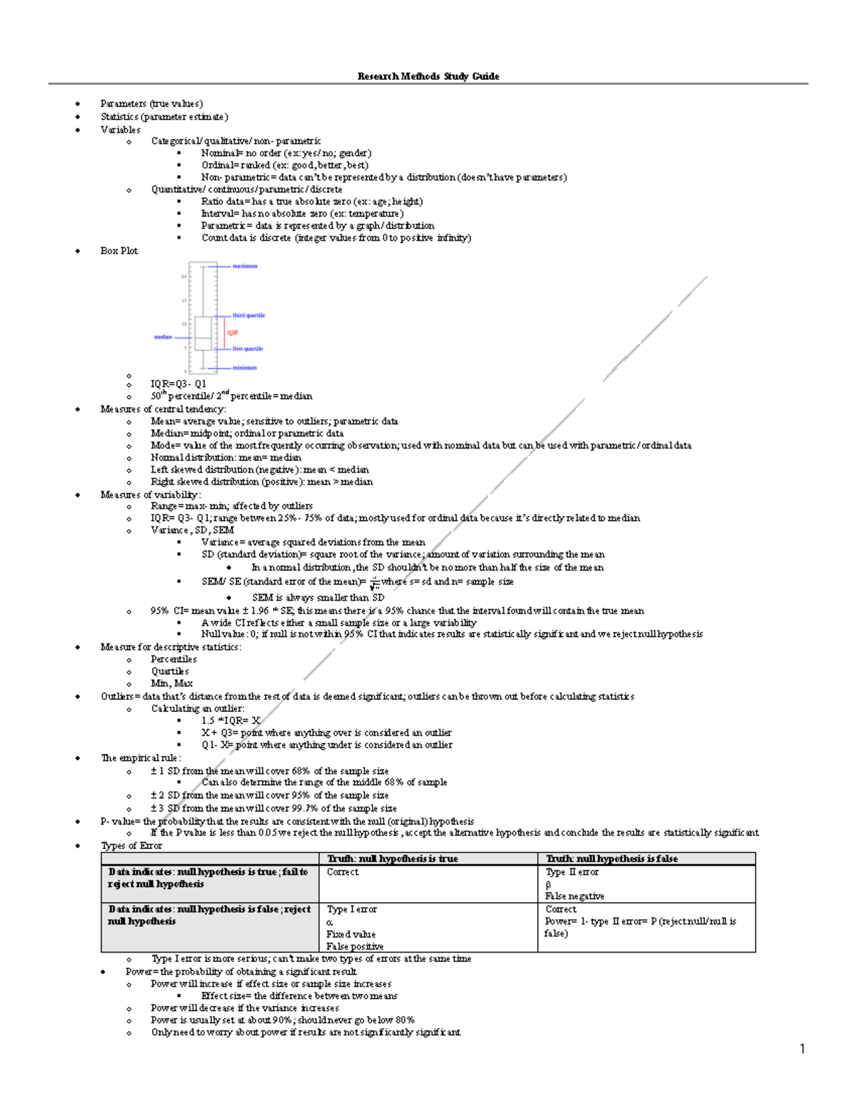 Research Methods Study Guide - Research Methods Study Guide Parameters ...