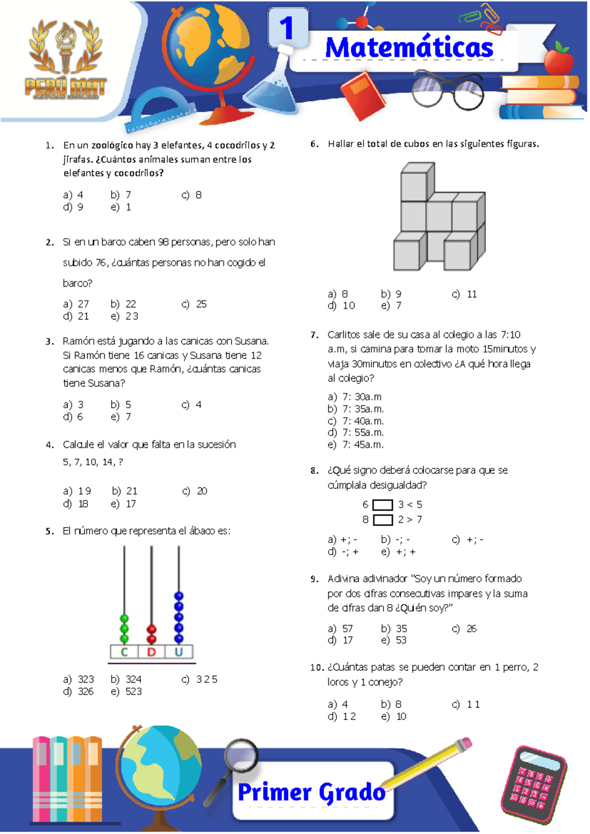 1P Matematicas - EXAMEN DE MATEMATICA - Matemáticas 1 Primer Grado 1 ...