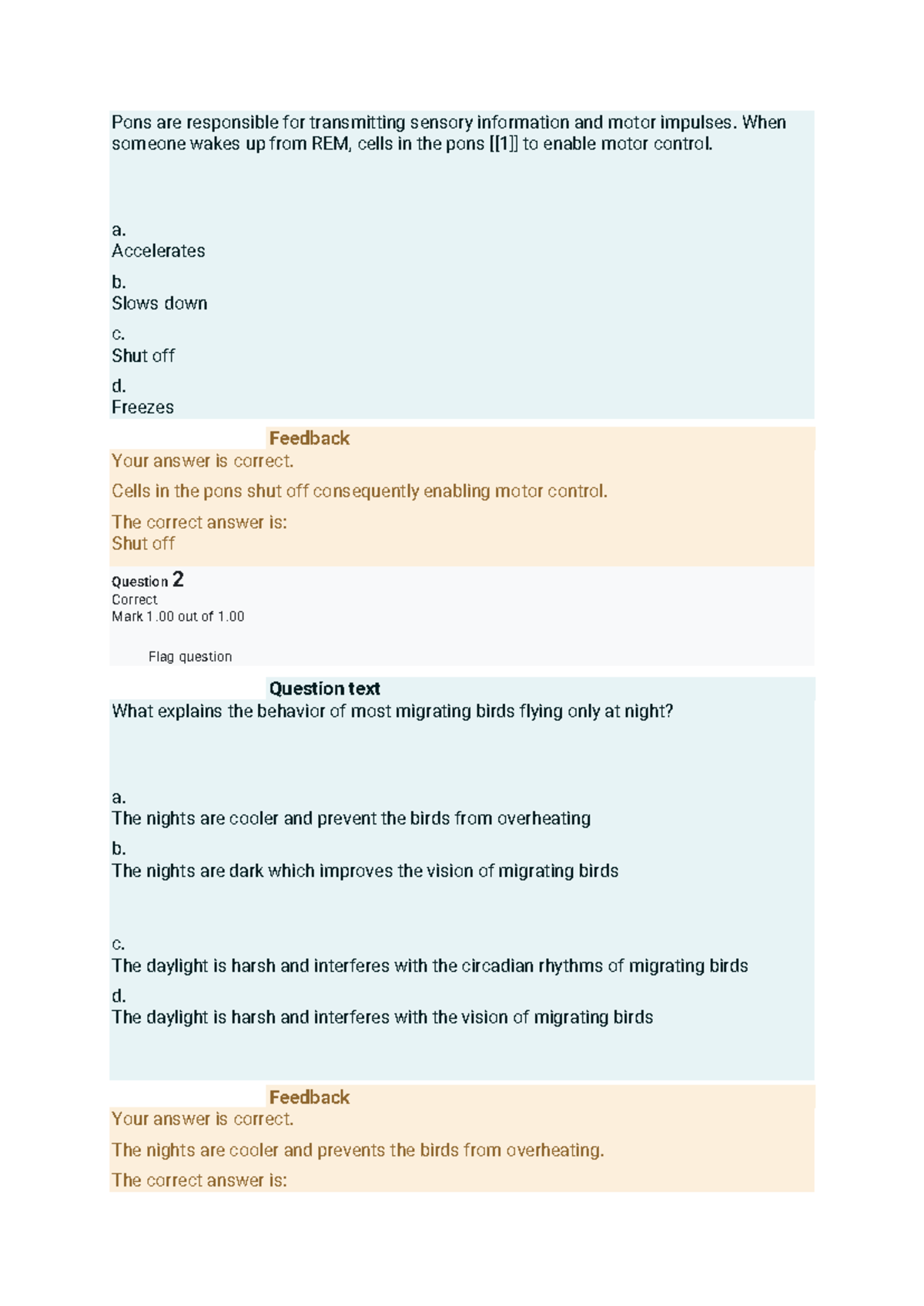 PYC4813 Assignment 3 Feedback - Pons are responsible for transmitting sensory information and ...