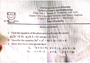 HW1 Solutions - Coordinate Geometry and Vector Analysis - Studocu