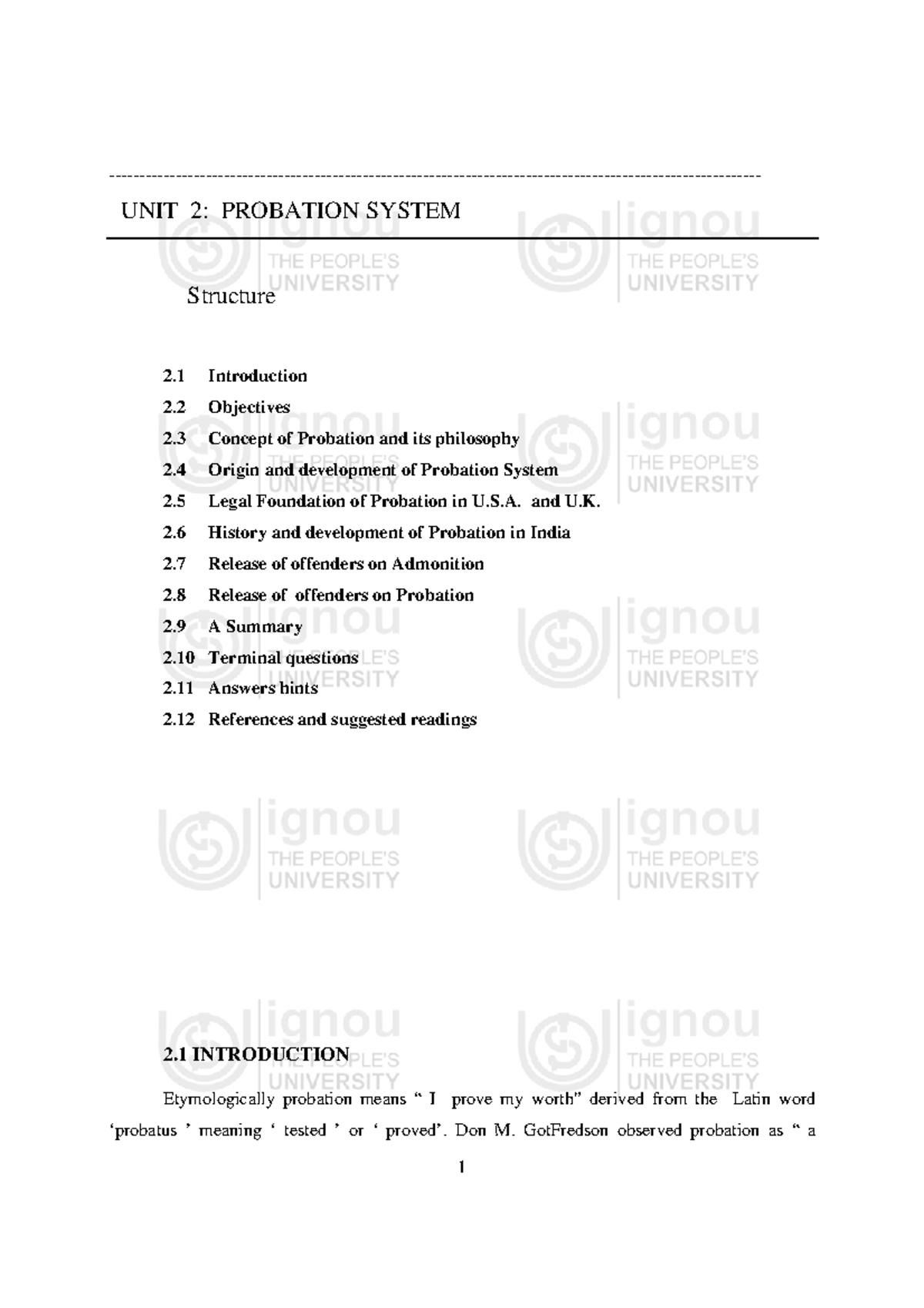 Unit-2 - The probation of offender act - UNIT 2: PROBATION SYSTEM ...