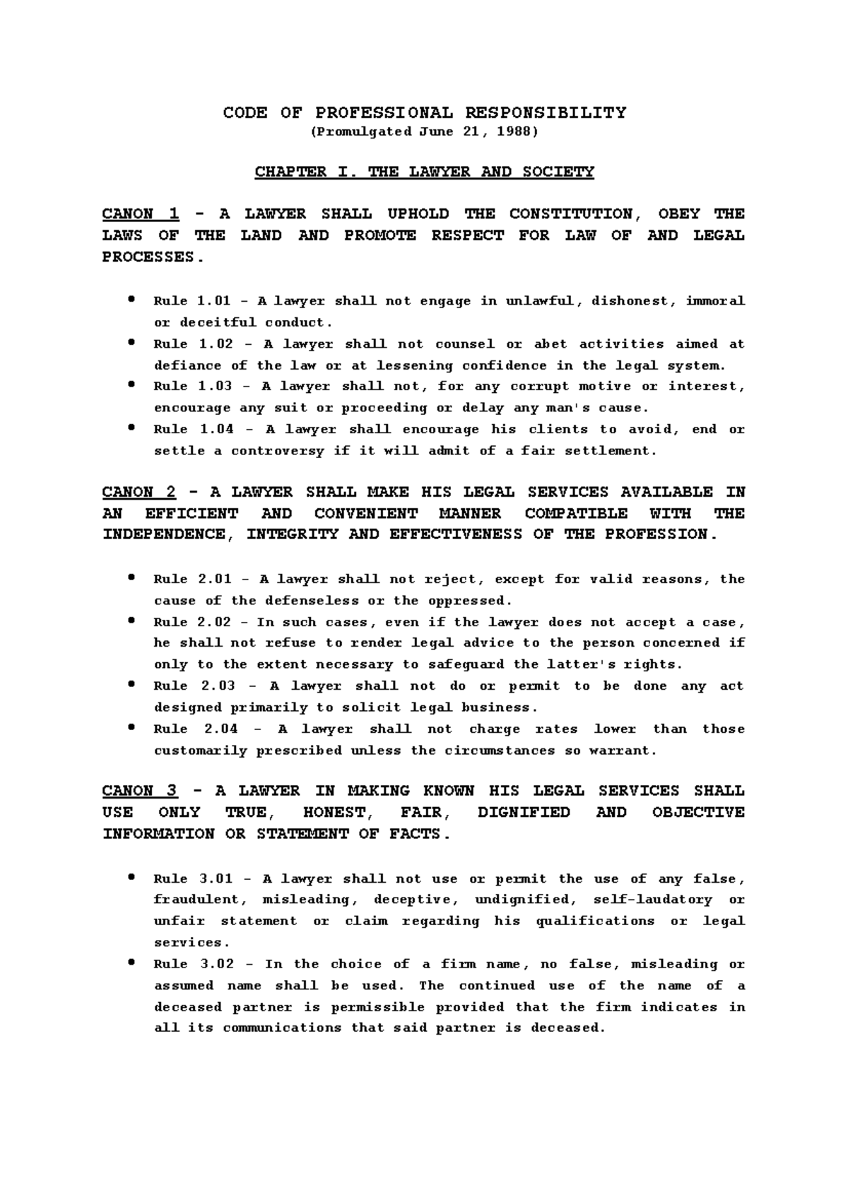 CODE OF Professional Responsibility - CODE OF PROFESSIONAL ...