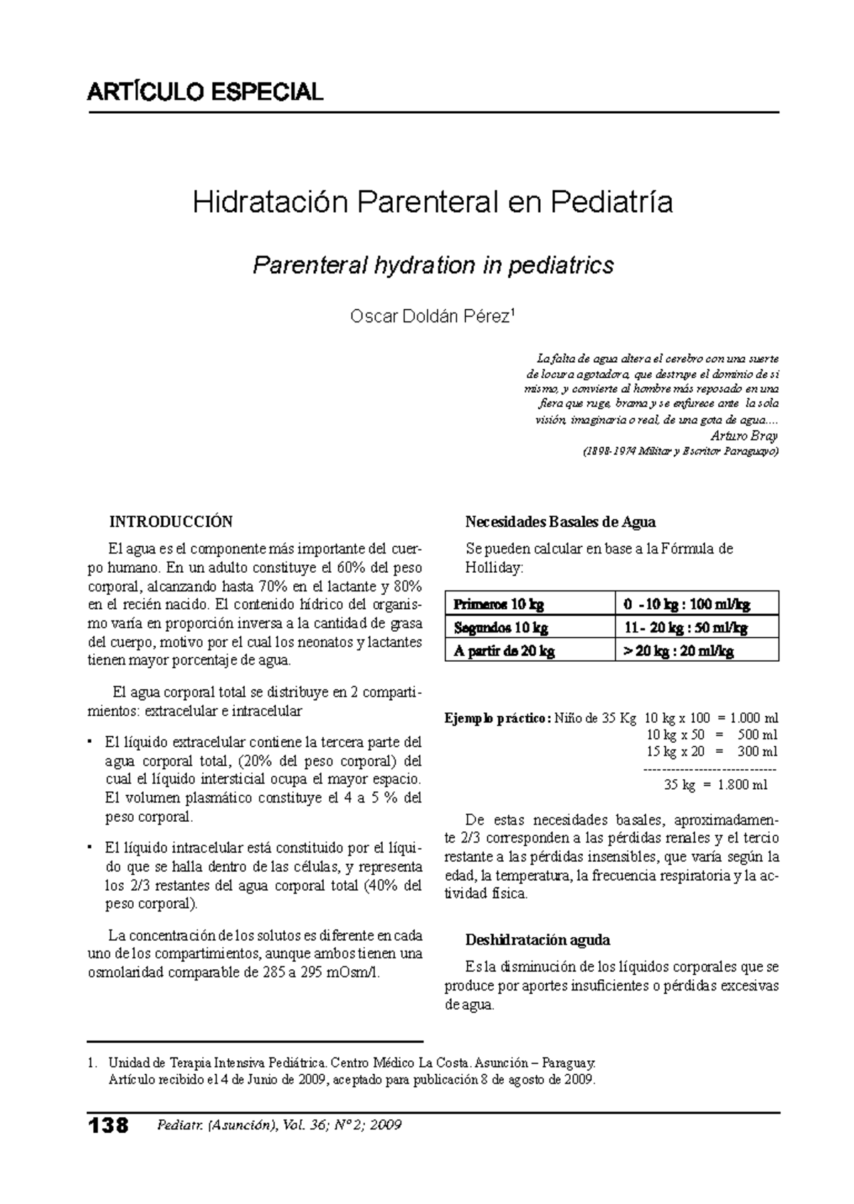 Deshidratacion - Hidratación Parenteral en Pediatría Parenteral ...