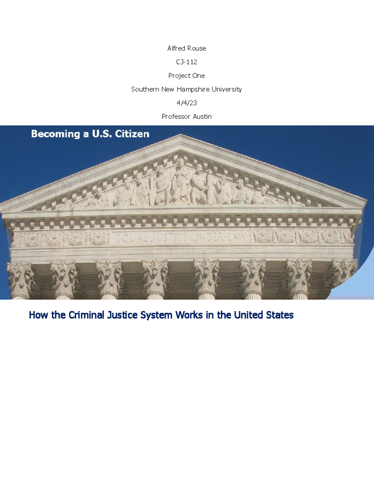 CJ 112 Project One Template Rouse - Alfred Rouse CJ- Project One ...