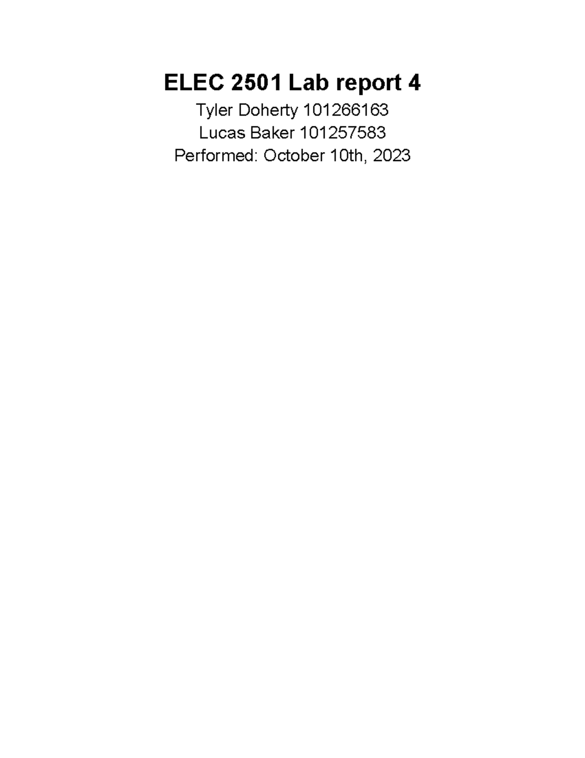 elec 2501 Lab 4 - Prelab 1. R1 = 56000 Ω, R2 = 3300 Ω, C = 47 nF 2. A ...