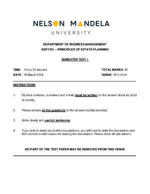 2024 EBMV301 Tutorial B TT1 MEMO - 1 DEPARTMENT OF BUSINESS MANAGEMENT ...