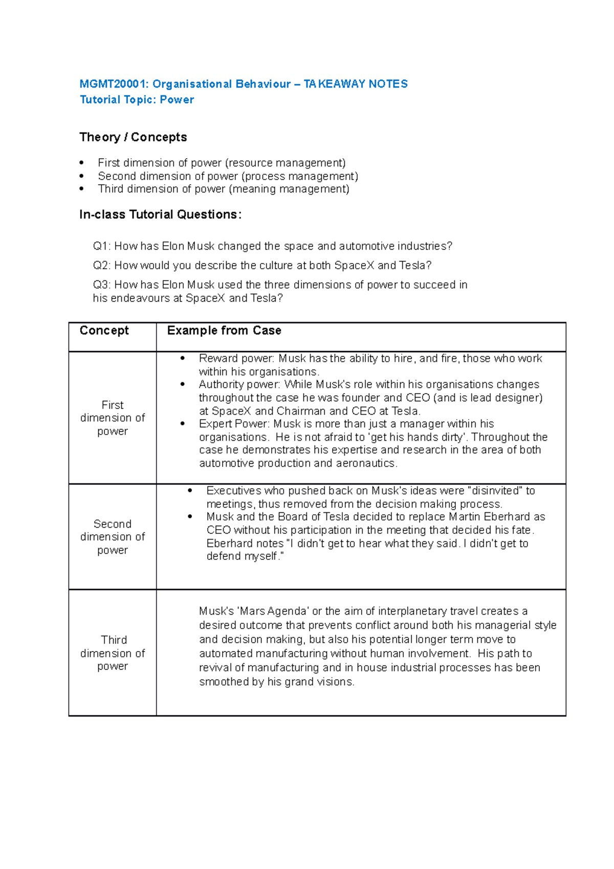 Tutorial 12 (Power) - Takeaway Notes (final) - MGMT20001 ...