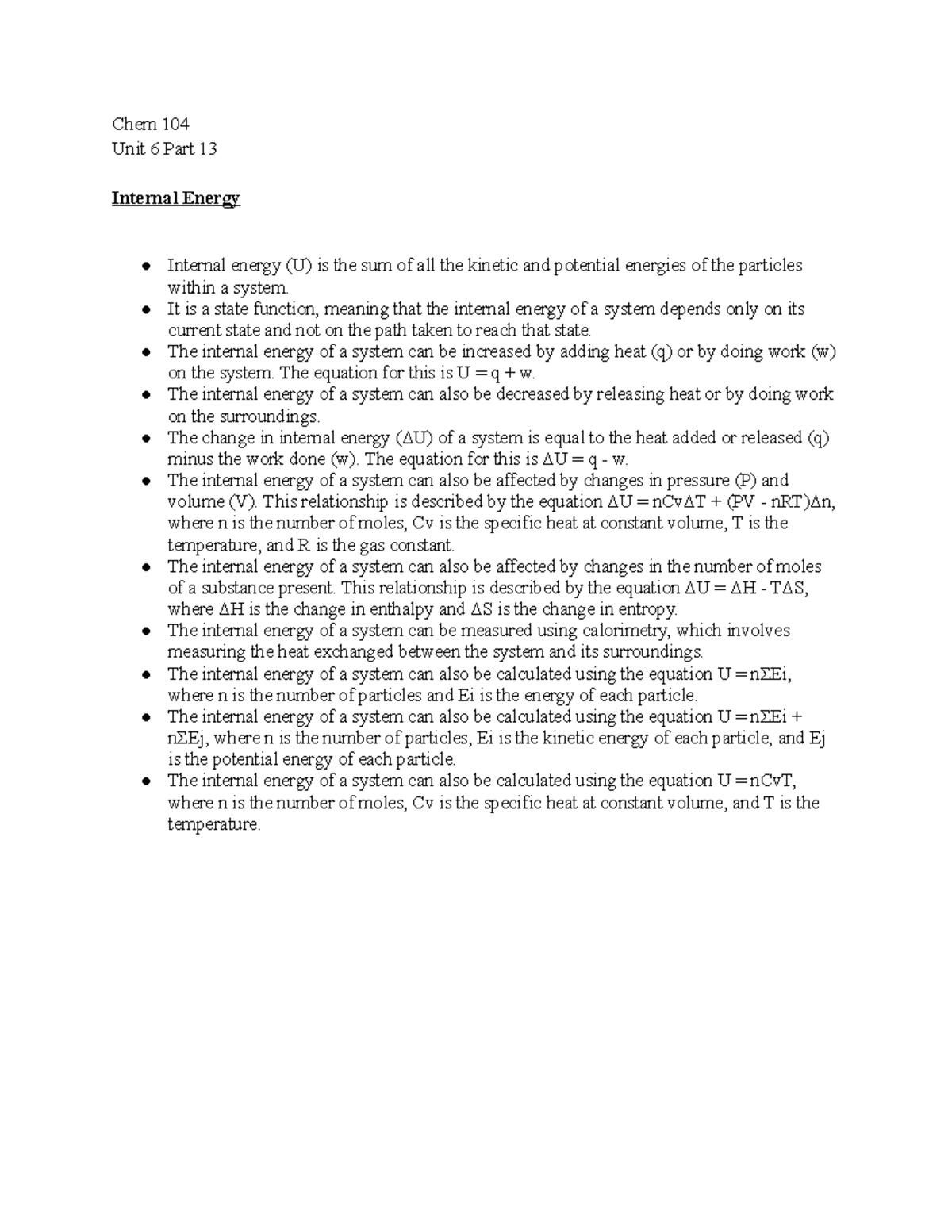 General Chemistry 104 Unit 6 Part 13 Notes - Chem 104 Unit 6 Part 13 ...