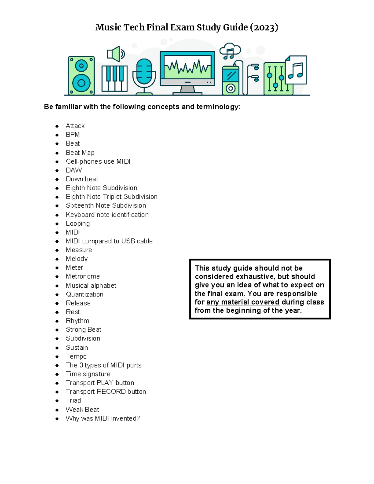 Final study guide - Everything you need to know - Music Tech Final Exam ...
