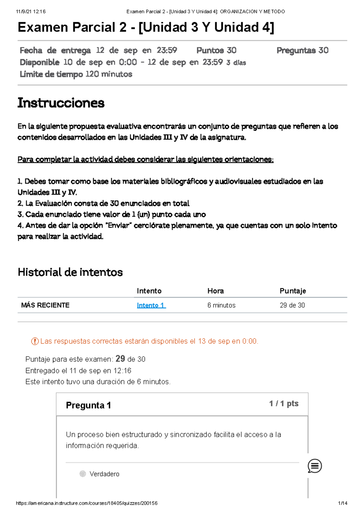 Examen Parcial 2 Unidad 3 Y Unidad 4 Organizacion Y Metodo 1 - Examen Parcial 2 - [Unidad 3 Y ...