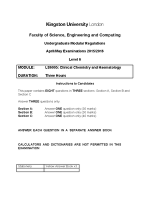 Chem 21 Whiting - Haematolgy information and prep for the laborataory exam - Chem 21 – Whiting ...