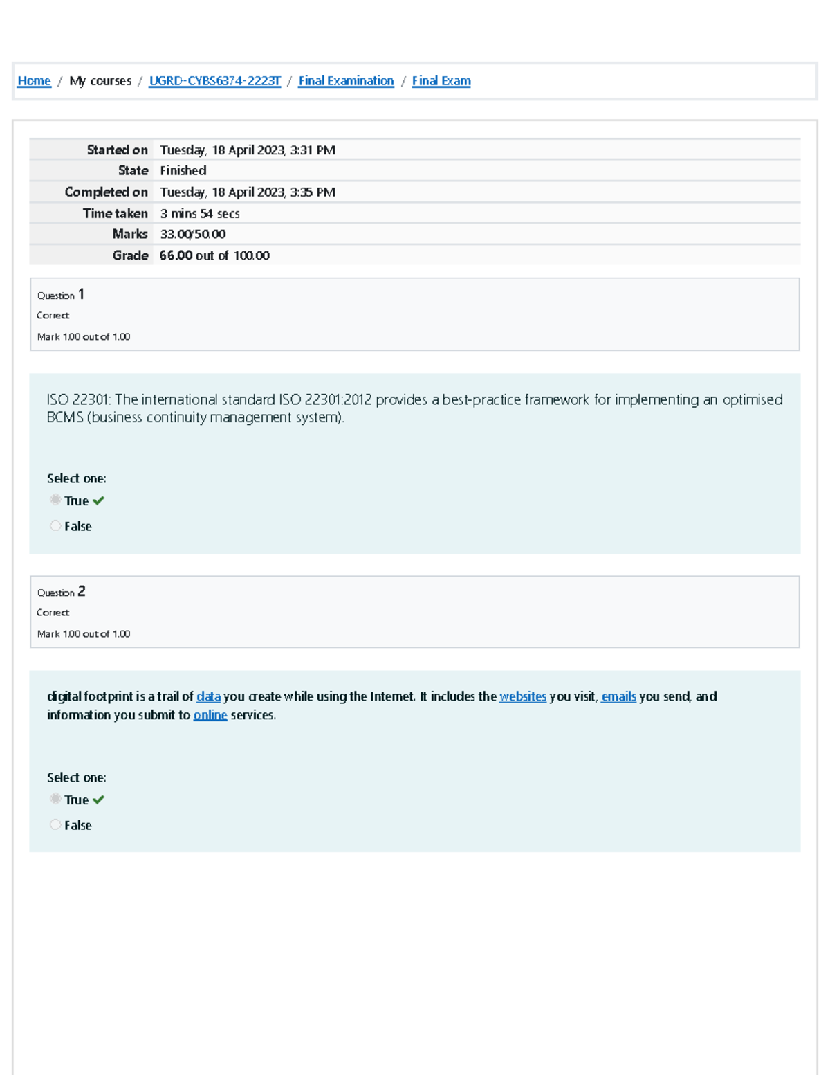 Final Exam Attempt review info-ass-sec-4 - Home / My courses / UGRD ...