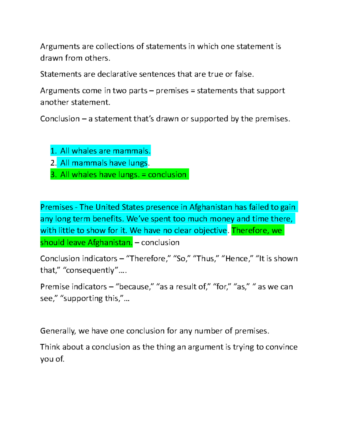 Logic CH. 1 Notes - math hw - Arguments are collections of statements ...