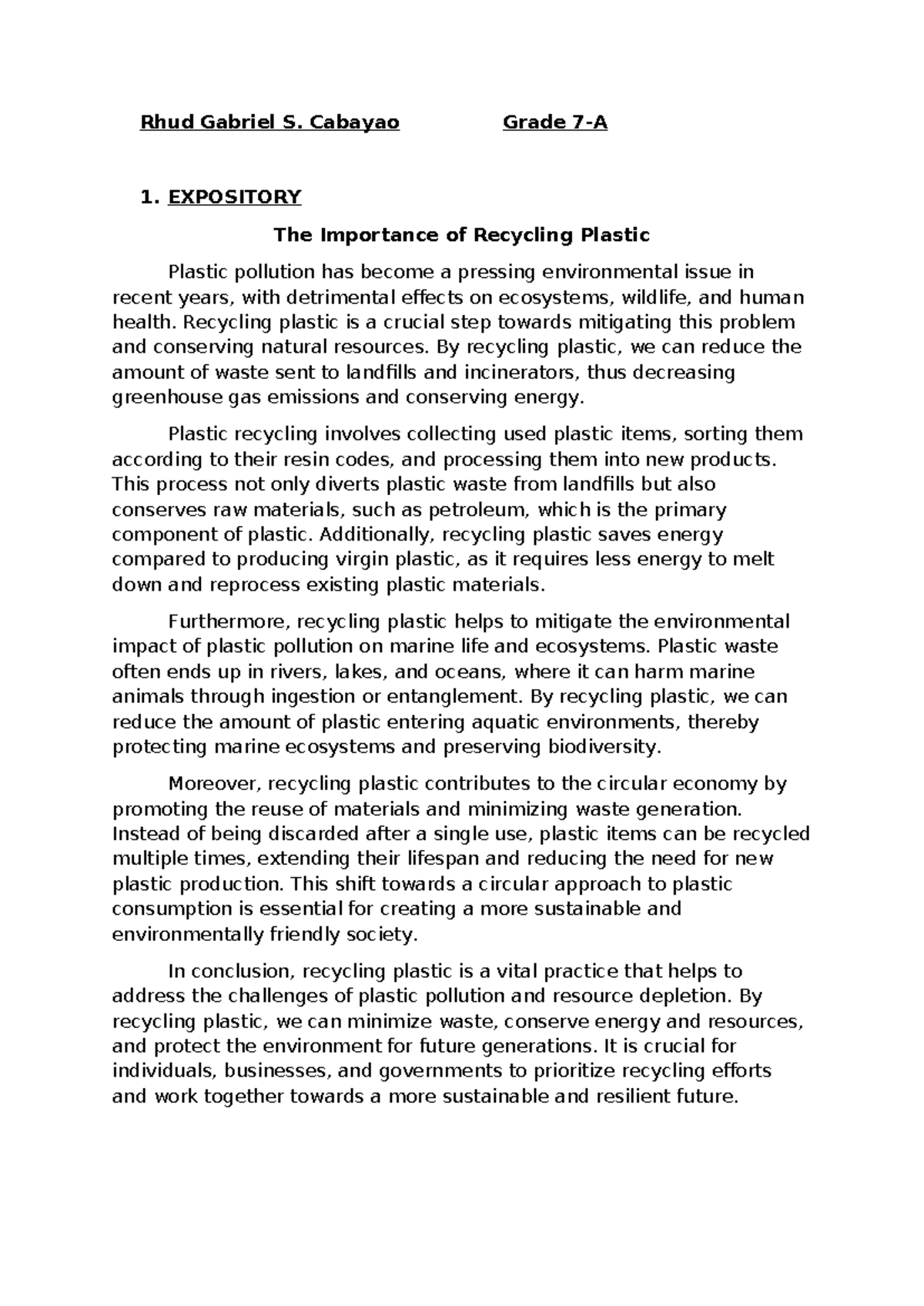 Gab English - note - Rhud Gabriel S. Cabayao Grade 7-A EXPOSITORY The ...