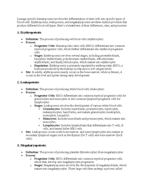 Intro HEMA AND Hematopoiesis Questions - Based on the "Introduction to ...