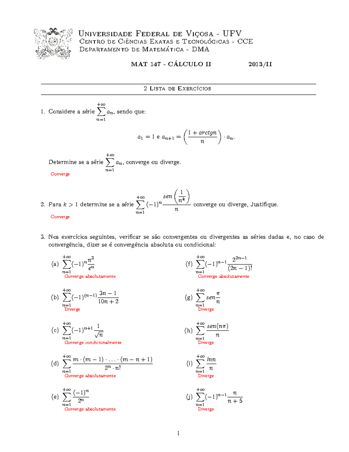 Lista 2 - MAT 147 - Universidade Federal de Vic ¸ osa - UFV ˆncias ...