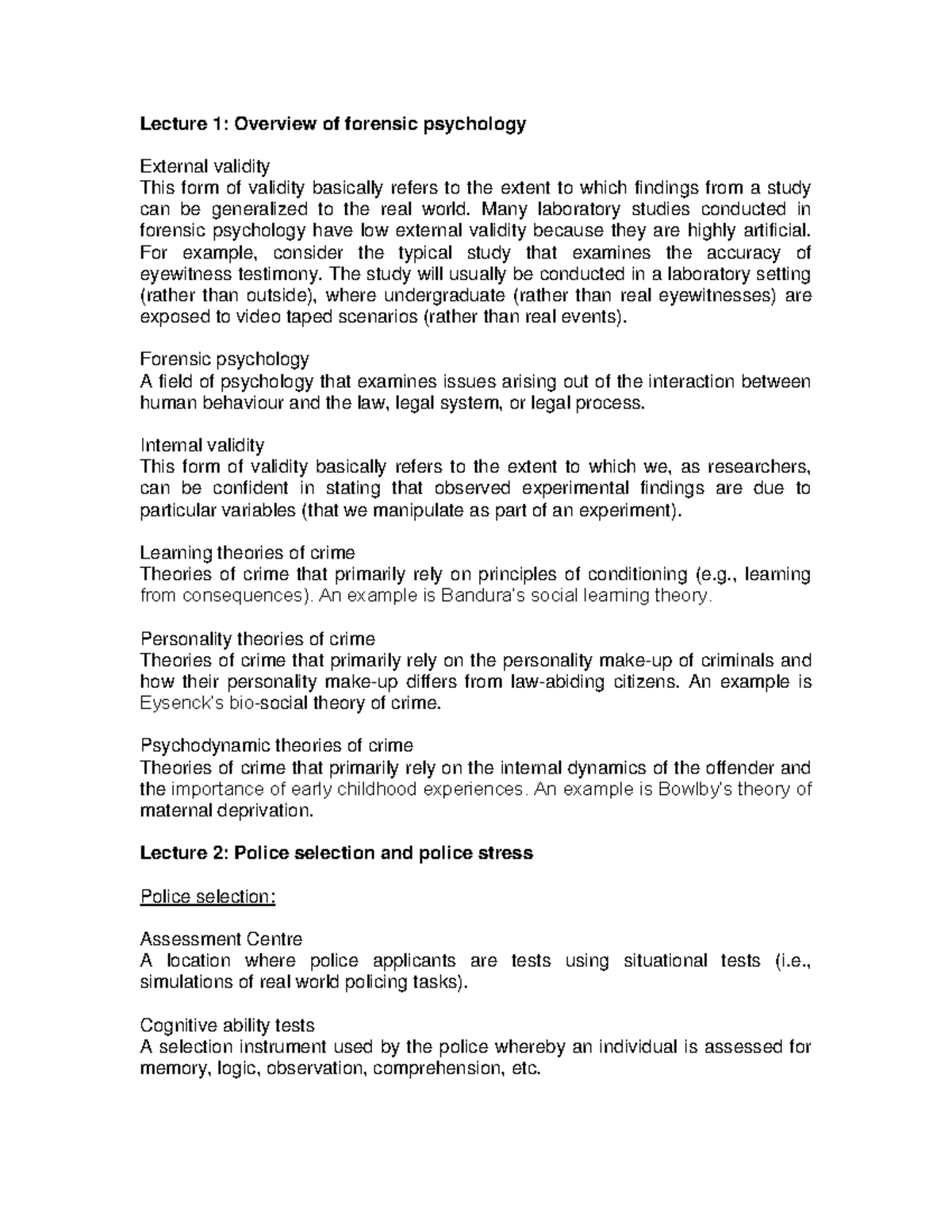 Glossary for PSYC 2400 summer 2021 - enjoy - Lecture 1: Overview of ...