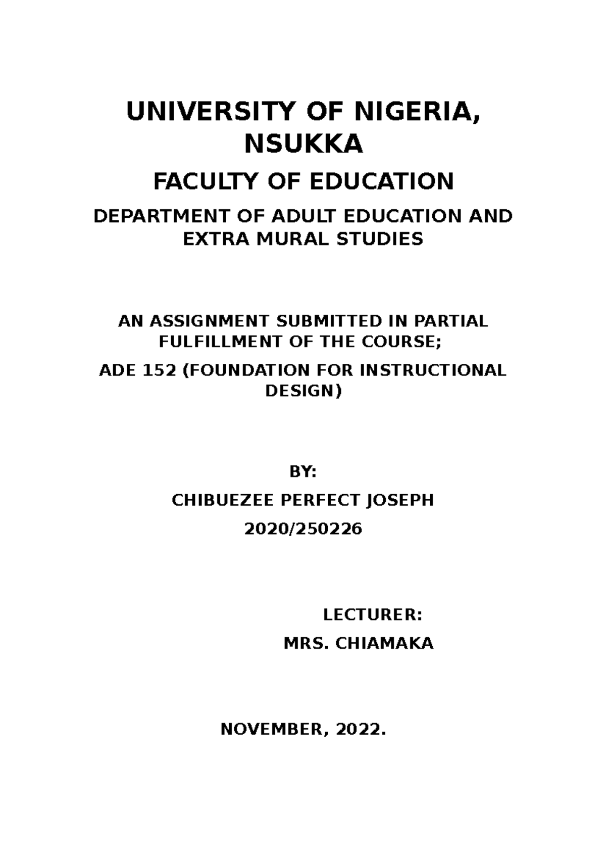 Document (2) copy - UNIVERSITY OF NIGERIA, NSUKKA FACULTY OF EDUCATION ...