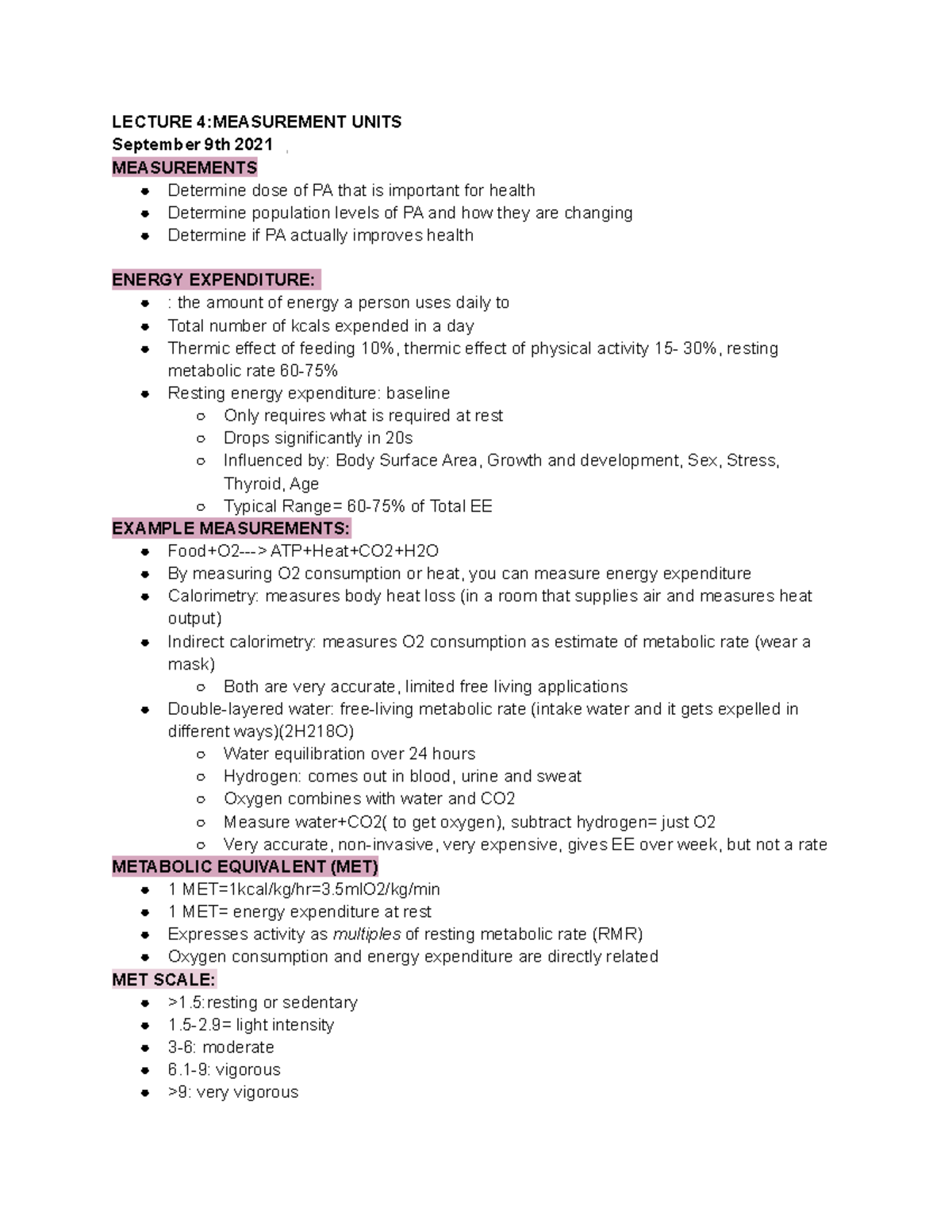 Lecture 4 - Measurement Units- Kin 247 with Mark Miller - LECTURE 4 ...