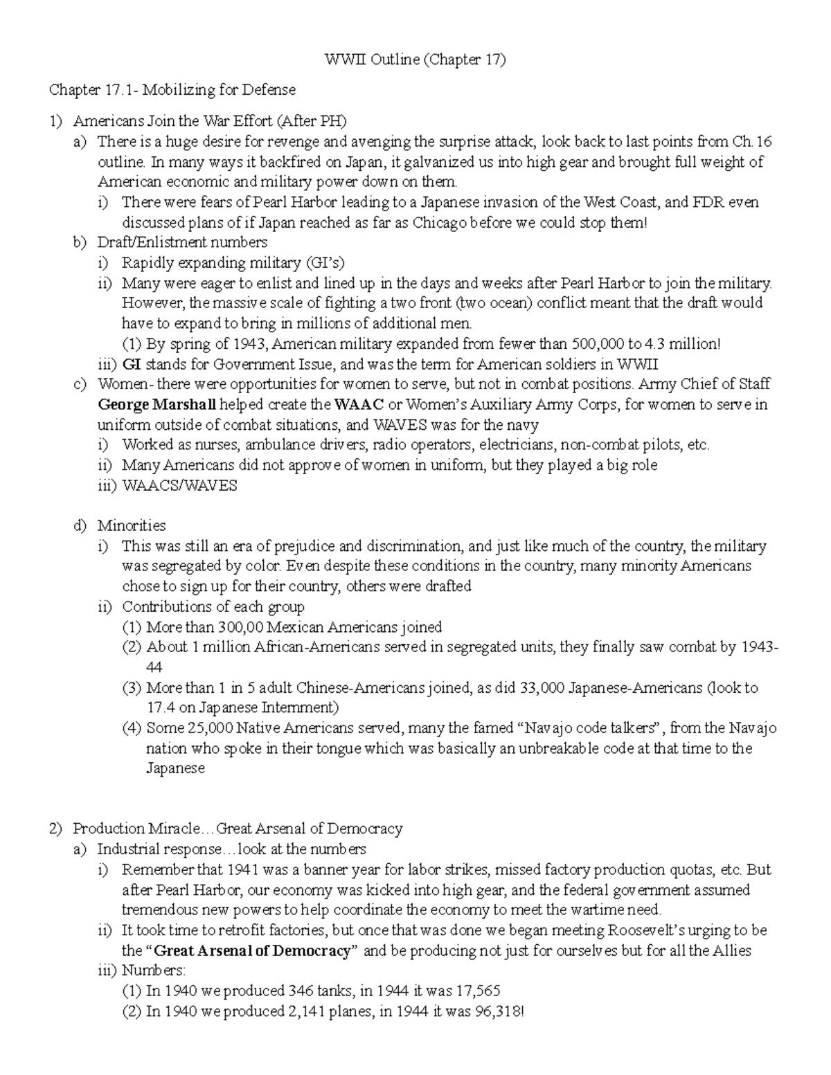 Chapter 17 Completed Outline - WWII Outline (Chapter 17) Chapter 17 ...