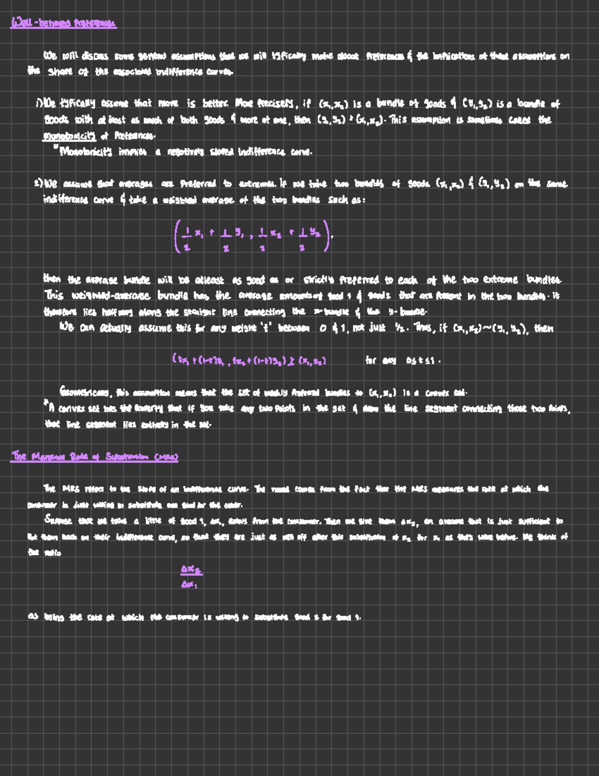 Econ 3010 chapter 3 - Well-behaved preferences We will discuss some ...