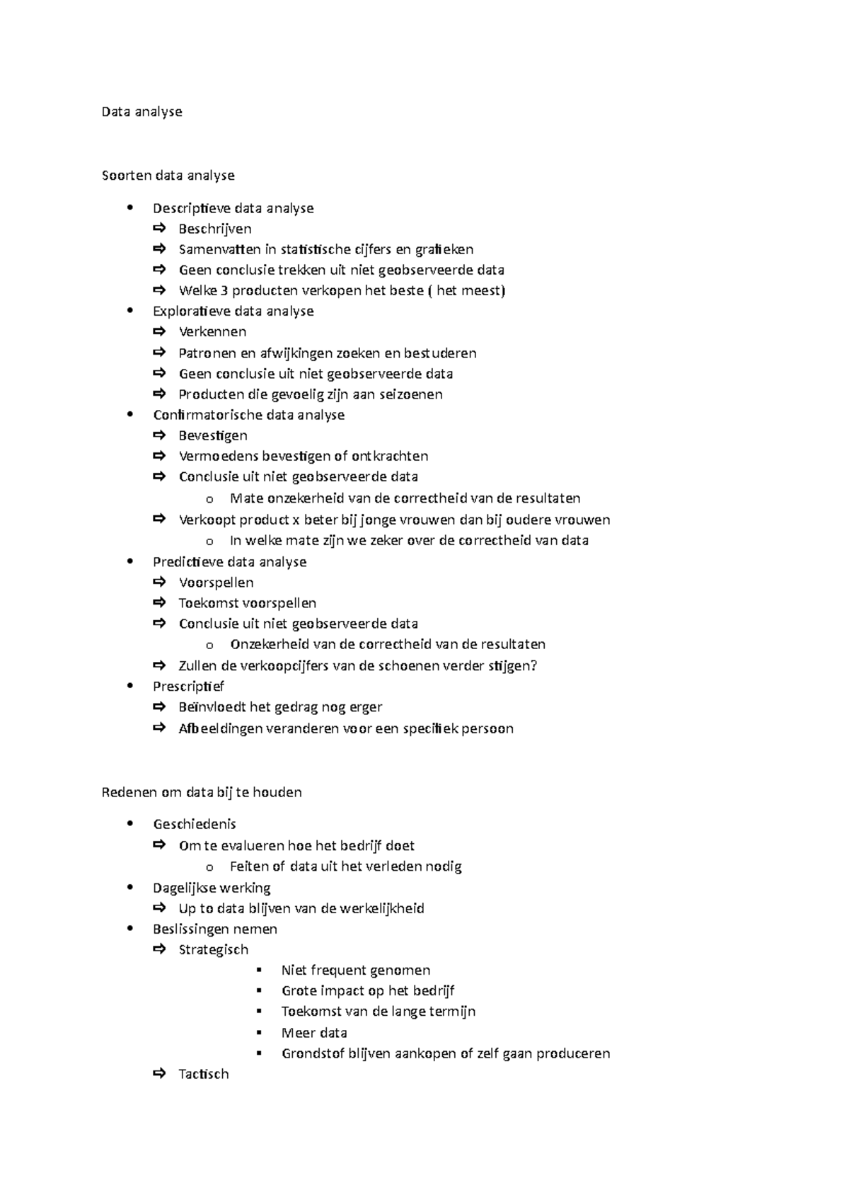 Samenvatting HC1 - Data analyse Soorten data analyse Descriptieve data ...