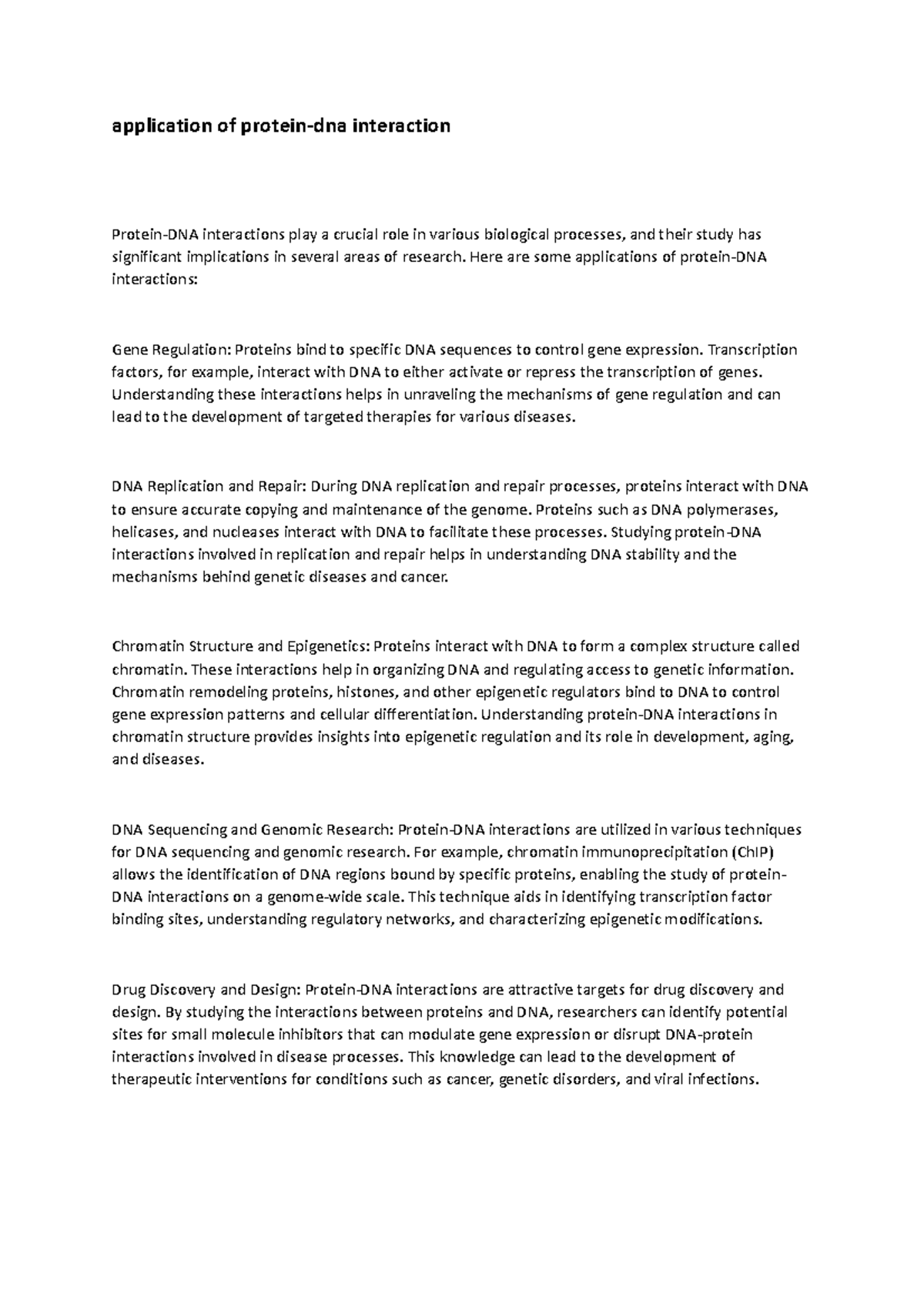 Application of protein - application of protein-dna interaction Protein ...