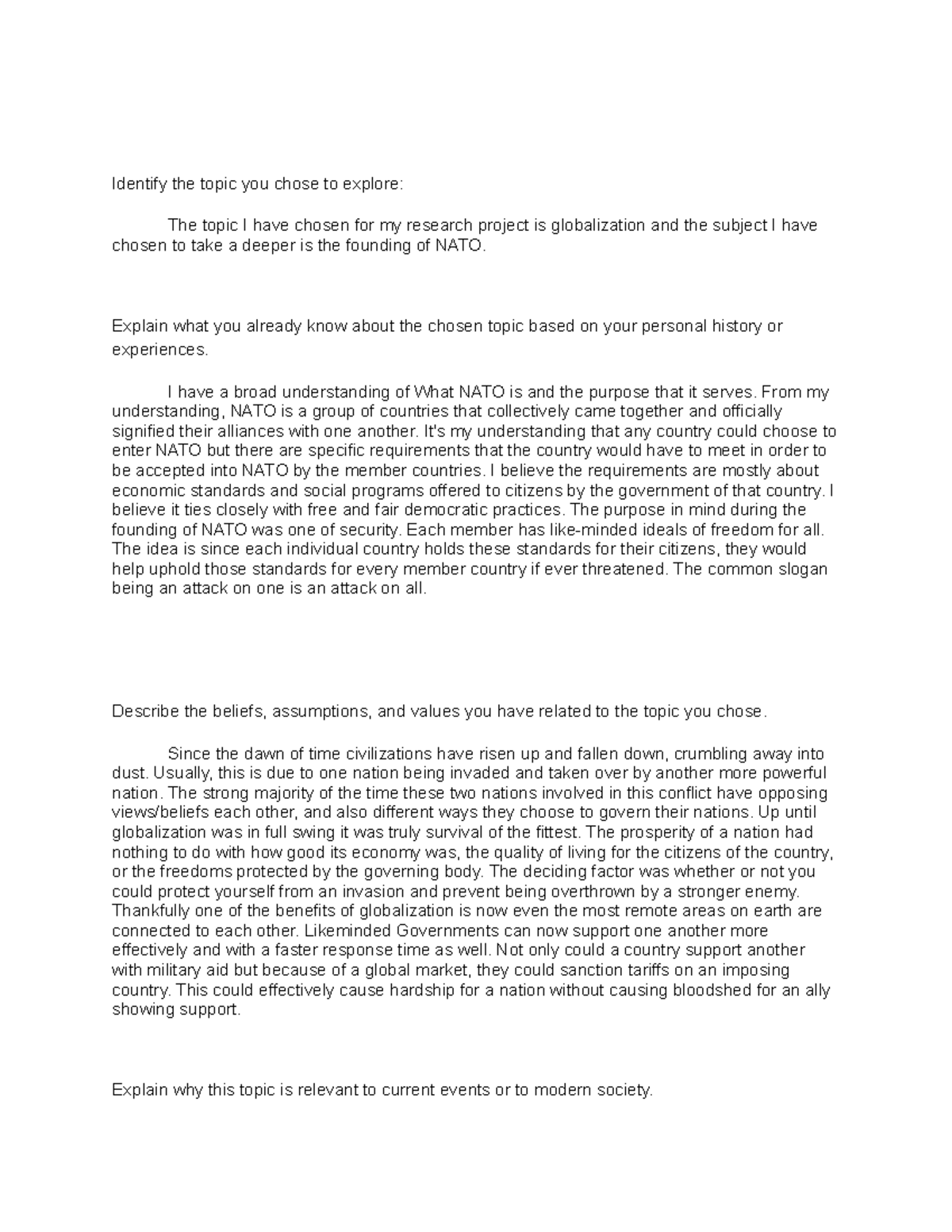 His101 - assignment 1 - Identify the topic you chose to explore: The ...