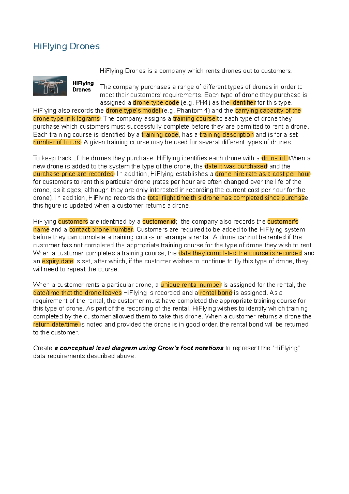 Hi Flying Drones Case Study - FIT2094 - Monash - Studocu