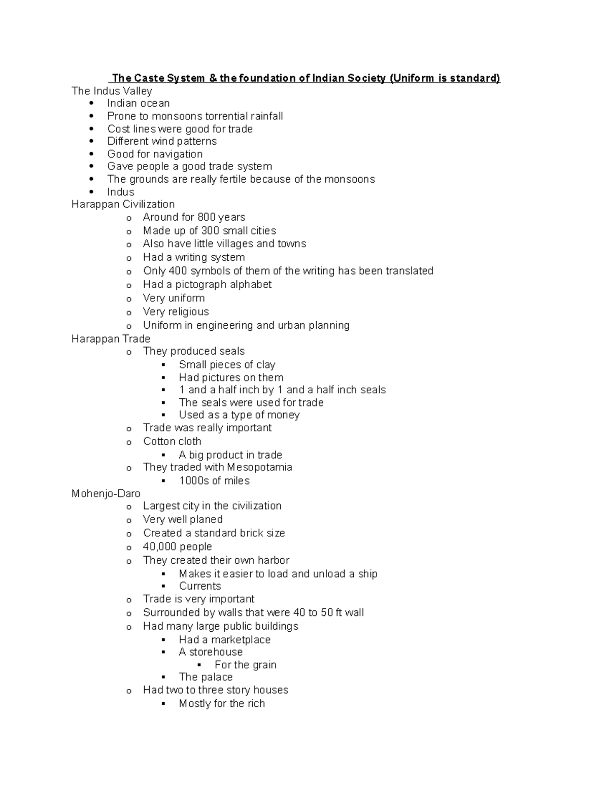 History 103 Notes - The Caste System & the foundation of Indian Society ...