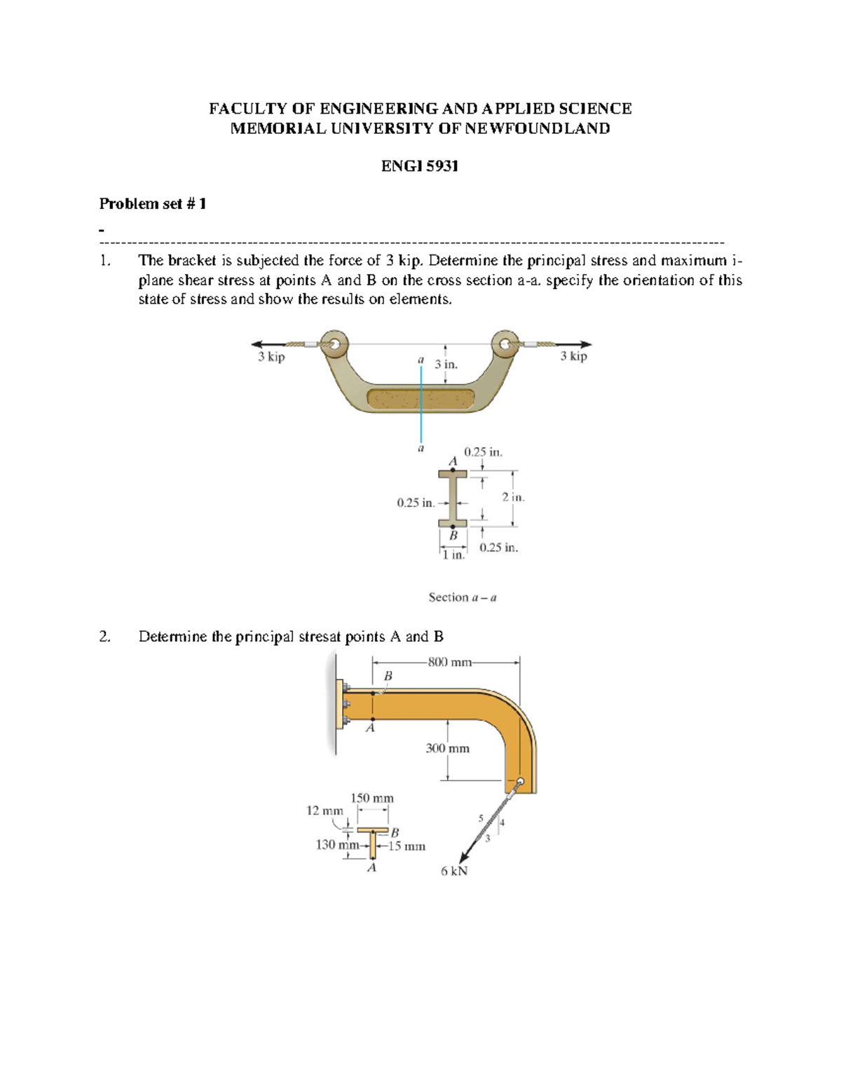 Tutorial Work - Problem Set 1-4 - FACULTY OF ENGINEERING AND APPLIED ...