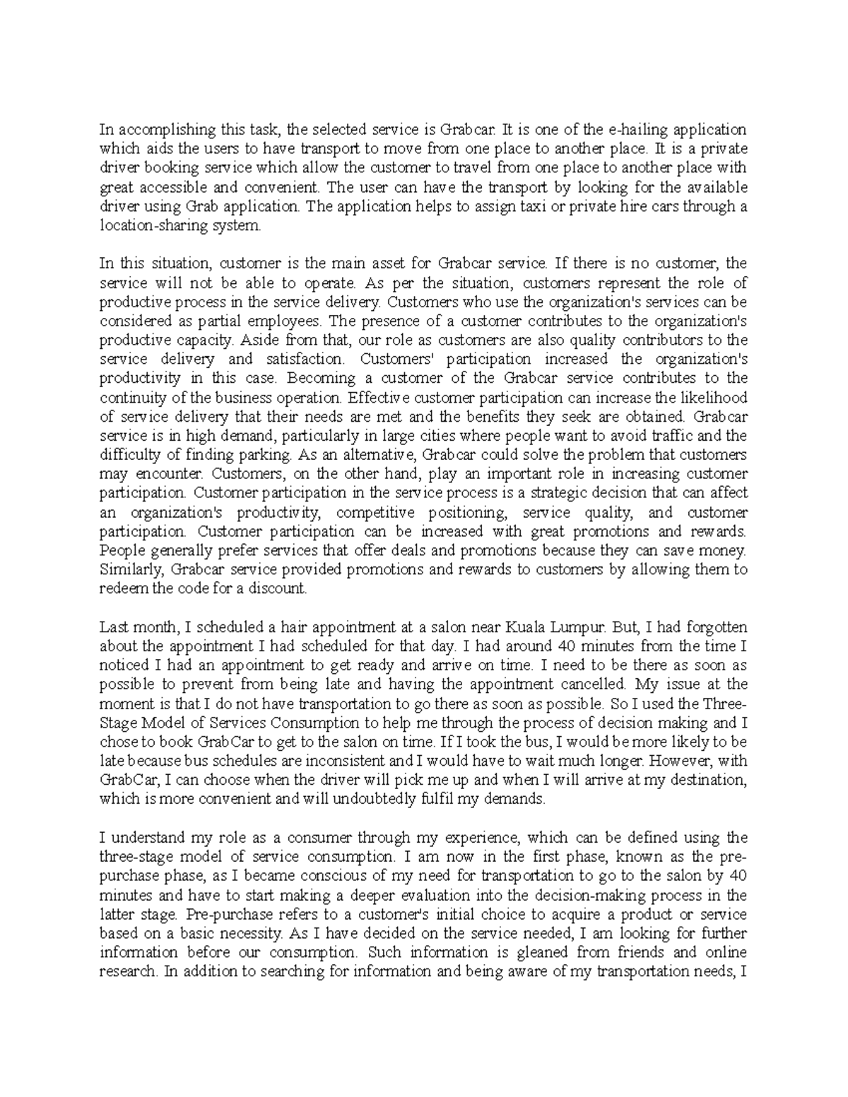 GRAB - sample - In accomplishing this task, the selected service is ...