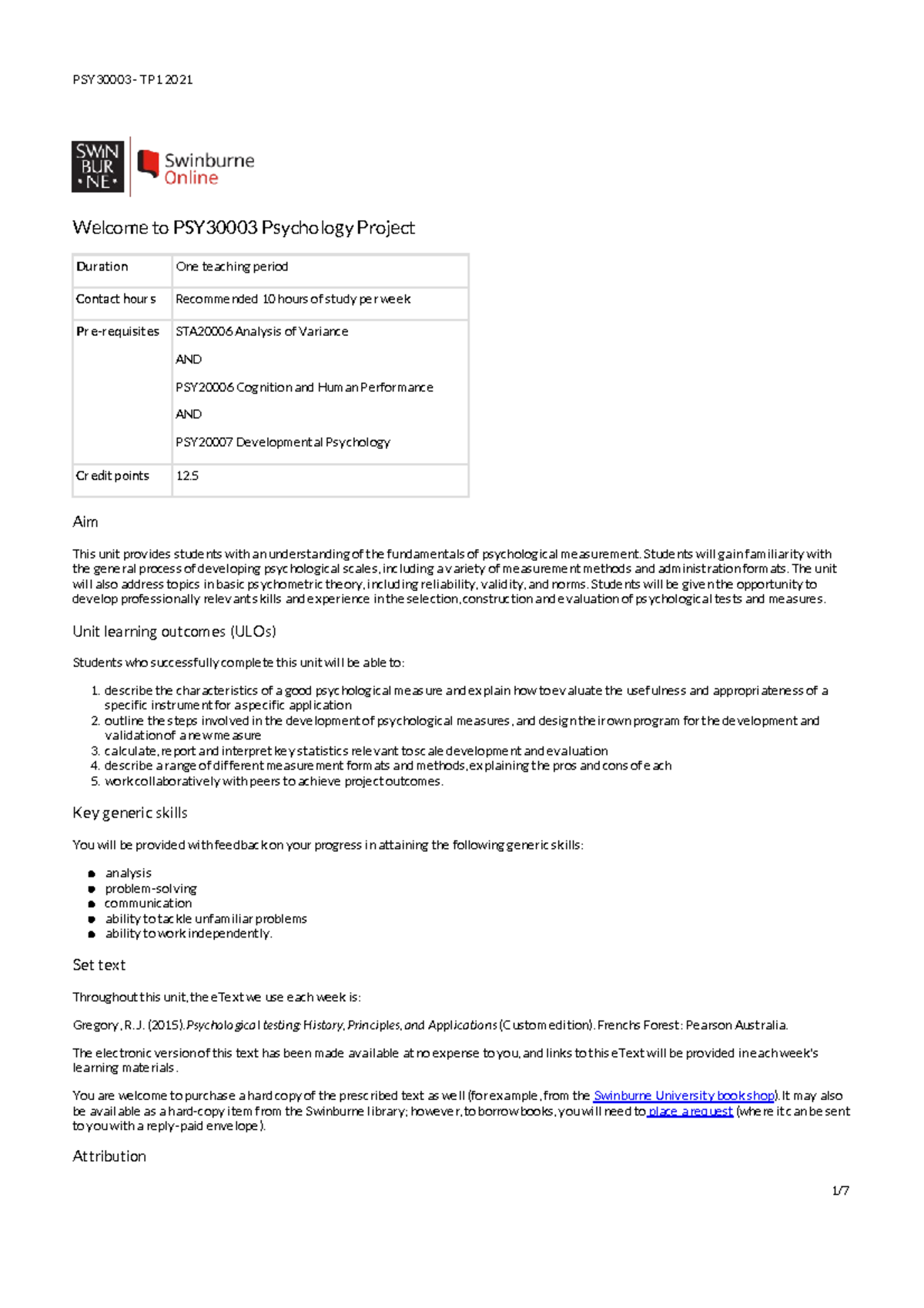 PSY30003 Psychology Project Unit Preview TP1 2021 - Welcome to PSY30003 Psychology Project ...