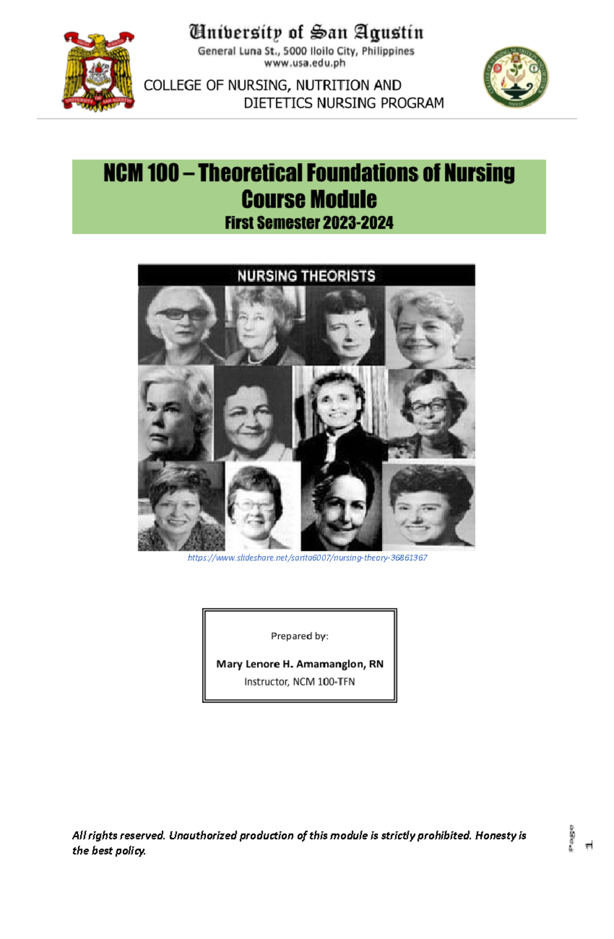 NCM 100 Module 2 For Students - slideshare/sarita6007/nursing-theory ...