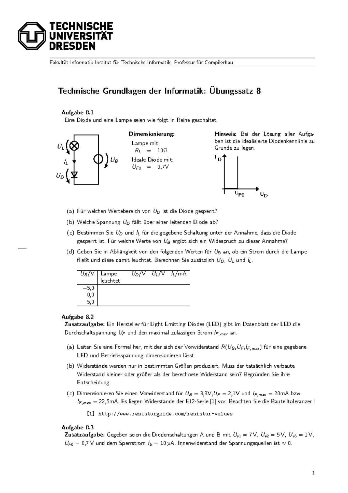 Technische Grundlagen der Informatik Übungsblatt 8 - Fakult ̈at ...