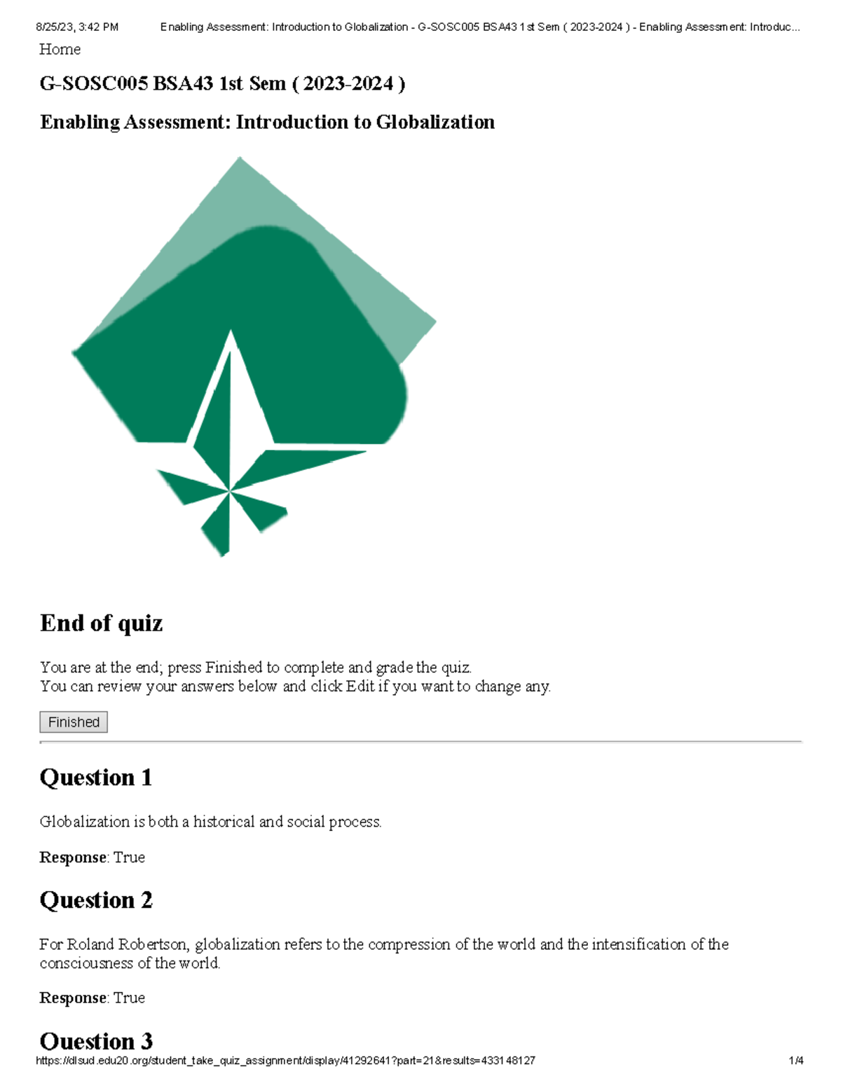 Globalization-EA - adsada - Home G-SOSC005 BSA43 1st Sem ( 2023-2024 ...