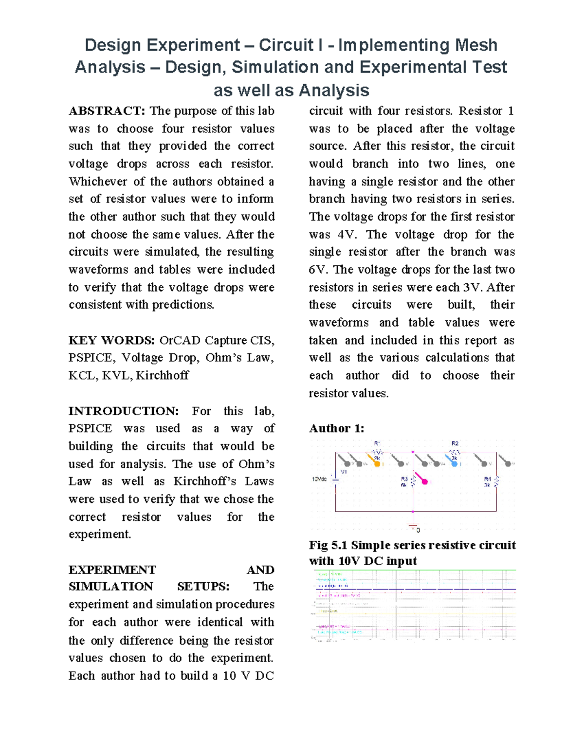 ECE240L Nicolas Kendera Josue Alegria Lab 5 G 2 Final Lab Report - Design Experiment – Circuit I ...
