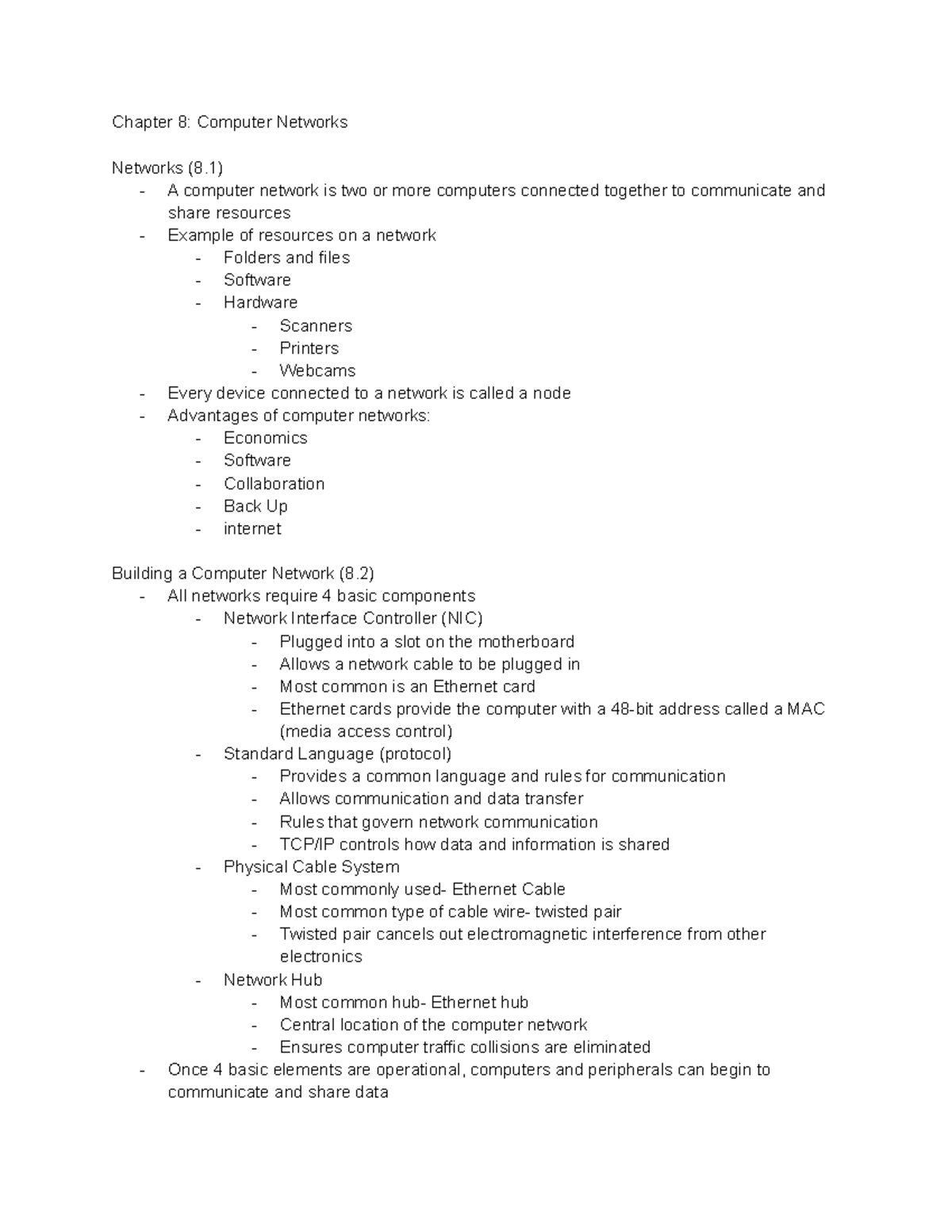 Computer Networks - Notes from textbook and lecture combined McCarthy ...