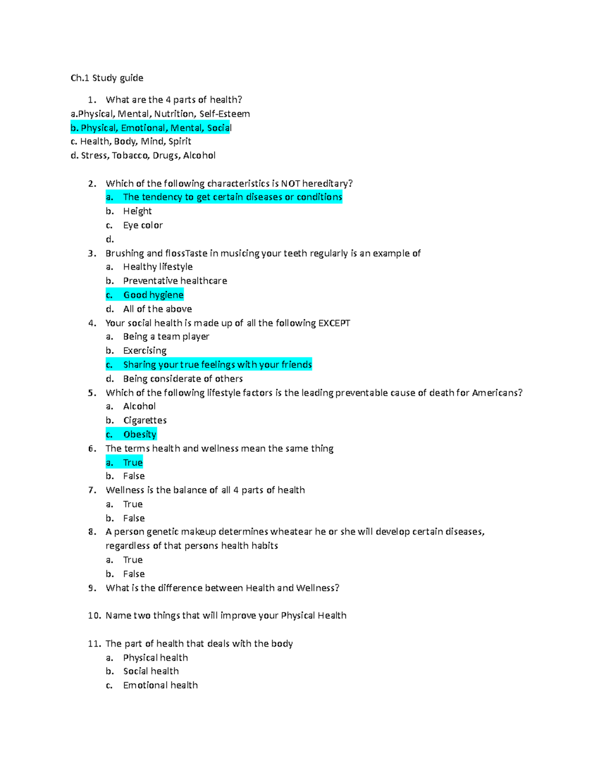 Ch.1 6th final - practice - Ch Study guide What are the 4 parts of ...