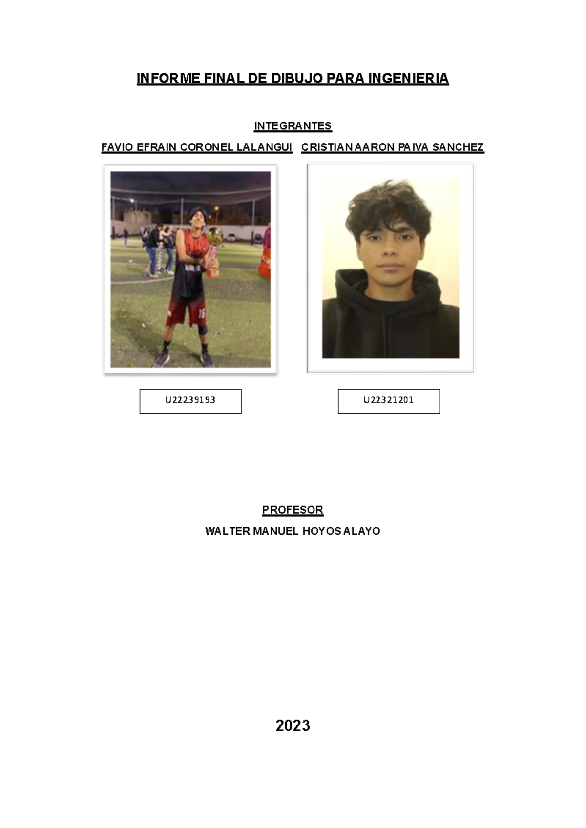 Informe Final DE Dibujo PARA Ingenieria - Dibujo para Ingenieria ...