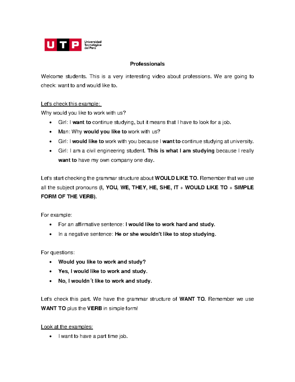 Week 5 - Script - Professionals - Professionals Welcome students. This ...