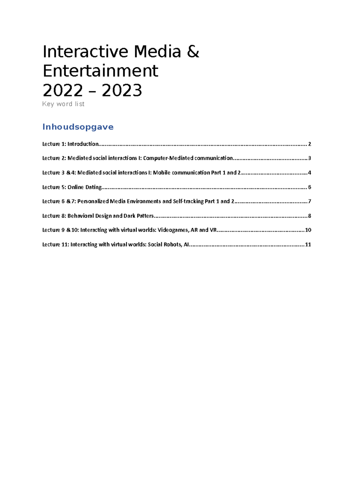 Interactive Media Key Word List - Interactive Media & Entertainment ...