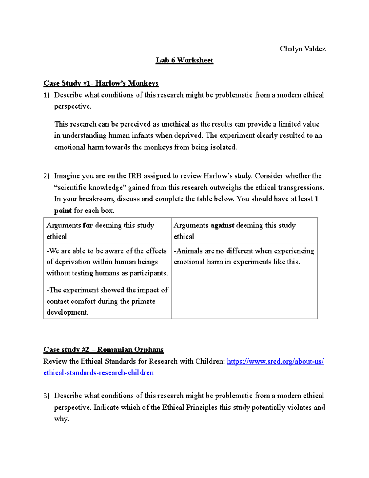 Lab 6 Worksheet - Every week, the course contains a lab that students are supposed to complete ...
