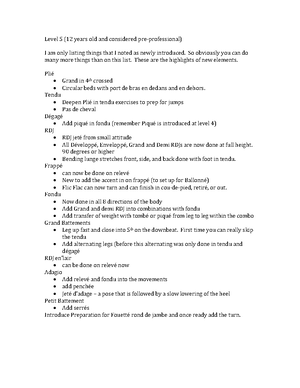 Ballet Ped Curriculum Pre-Level 2 - Pre-Primary: 5 and under General ...