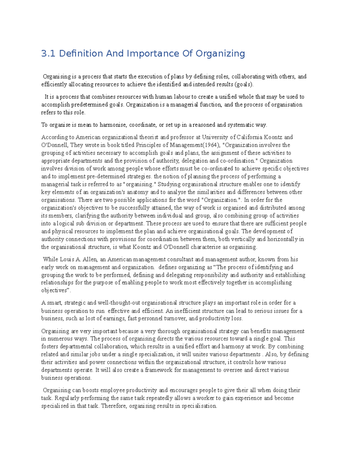 Baru 3.1 Definition and Importance Of Organizing - 3 Definition And ...